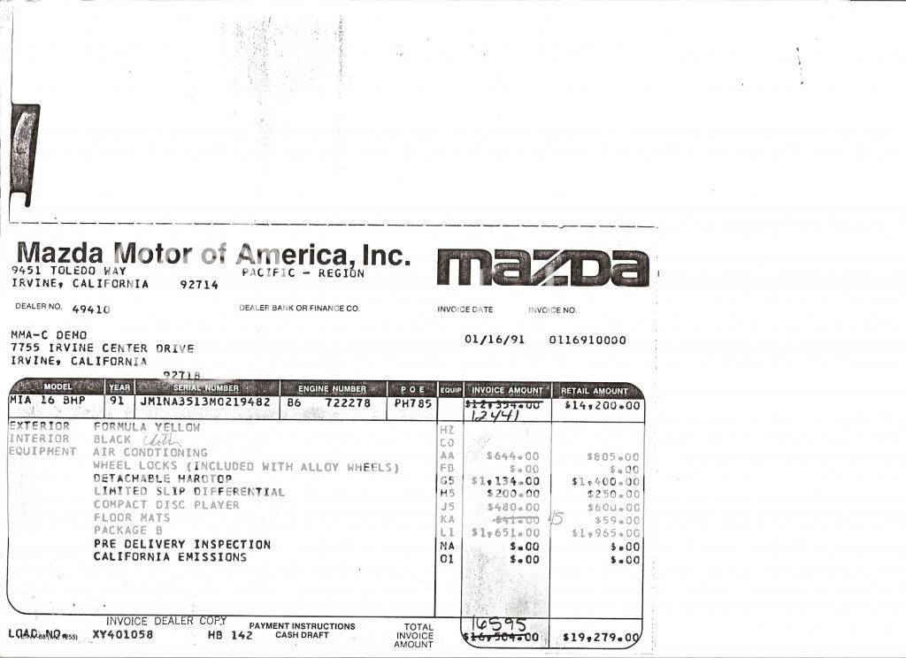 MX-5 Miata Forum - Post your window stickers and other rare documents here